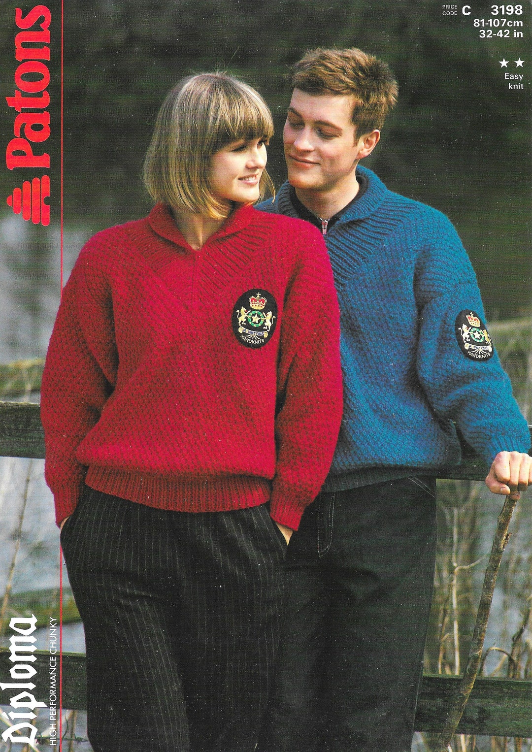 Retro Chunky Sweater Knitting Pattern, Easy PDF Download, Womens/mens ...
