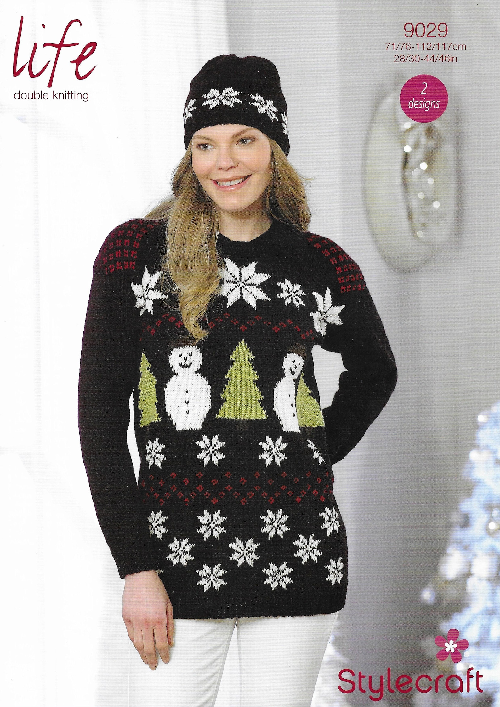 Christmas Sweater and Hat PDF Knitting Pattern Ladies Festive Snowman ...