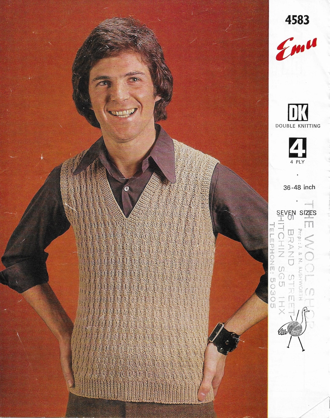 Mens Knitting Pattern for Pullover, Sleeveless Sweater, Vest, Tank Top ...