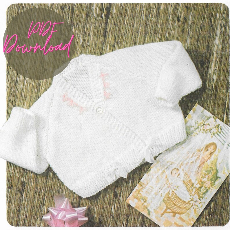 Babies Crossover Cardigan Vintage Knitting Pattern Newborn - Etsy UK
