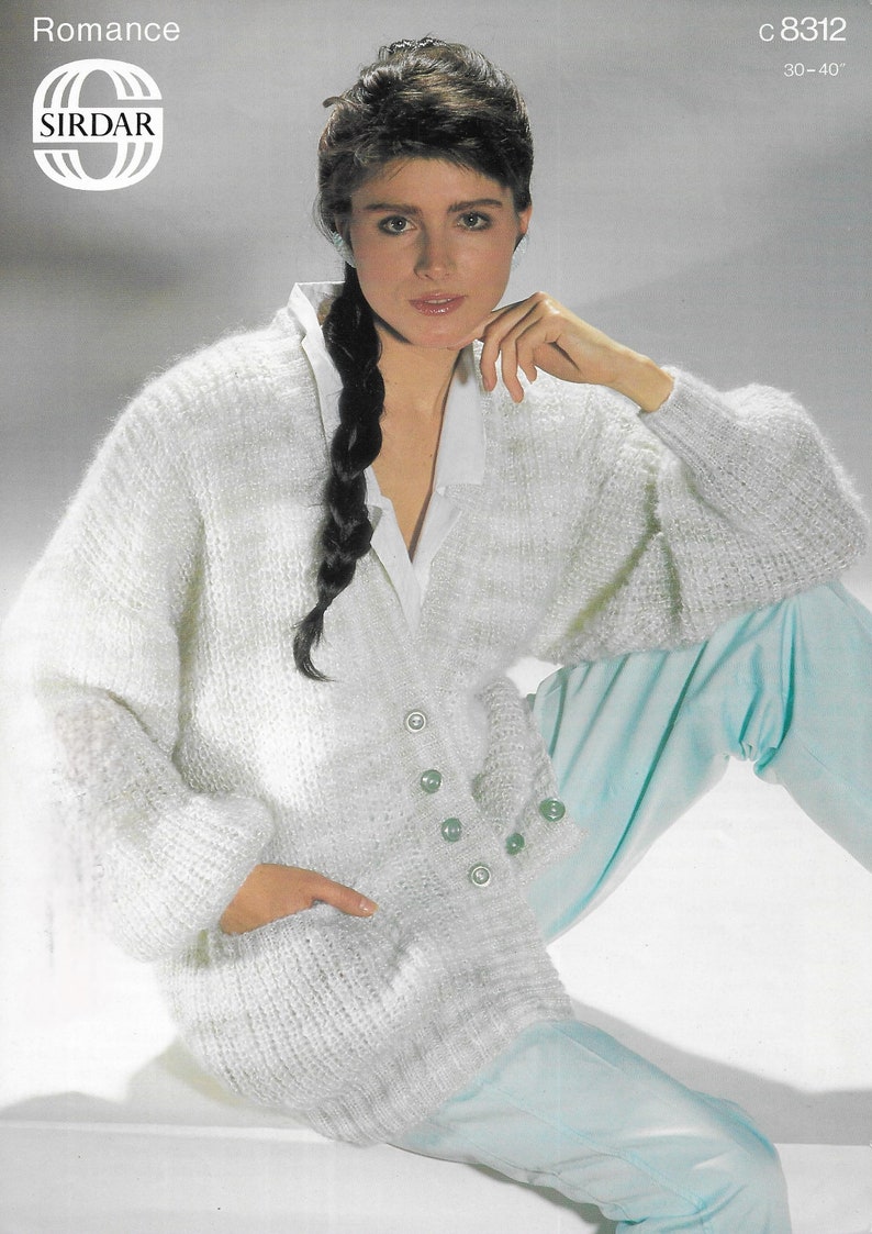 Womens Jacket Knitting Pattern, PDF, 30-40", Vintage Pattern, V Neck ...