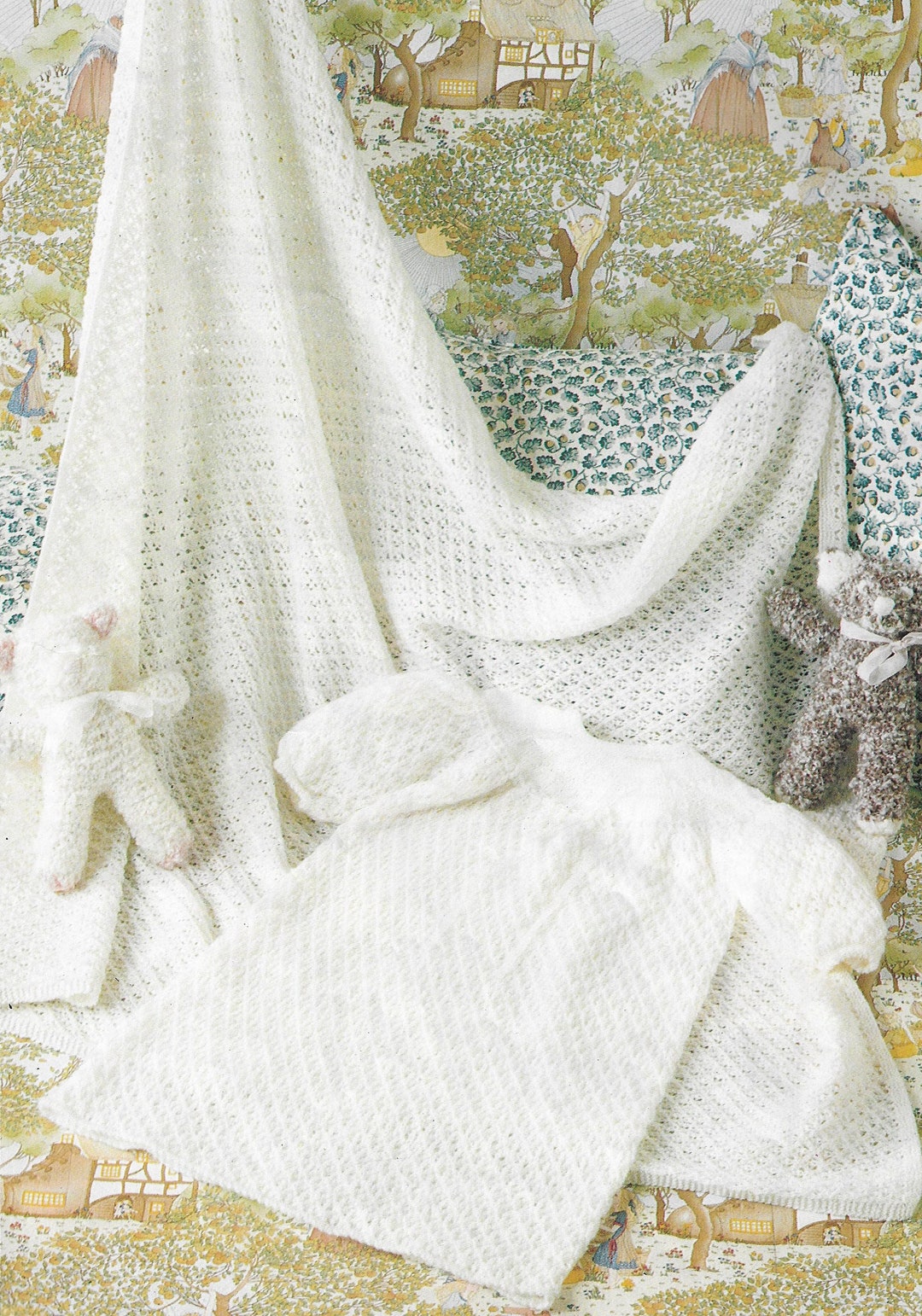 Baby Shawl & Dress Knitting Pattern, PDF, Newborn to 4 Months, Baby ...