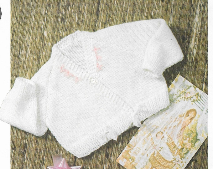 Babies Crossover Cardigan Vintage Knitting Pattern Newborn to 3 Months ...