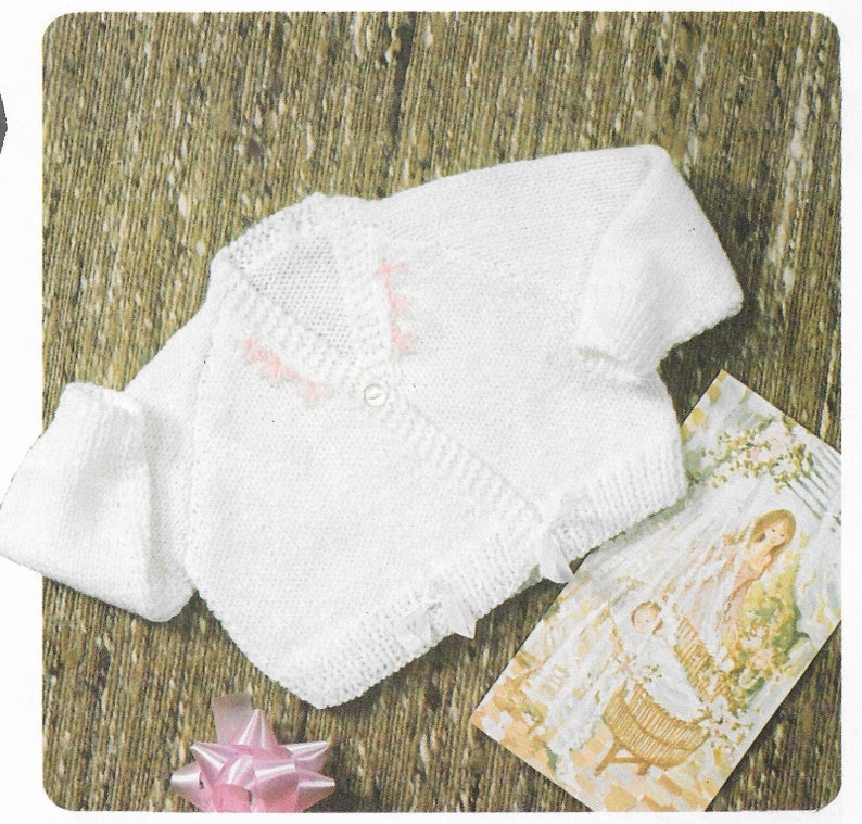 Babies Crossover Cardigan Vintage Knitting Pattern Newborn - Etsy UK