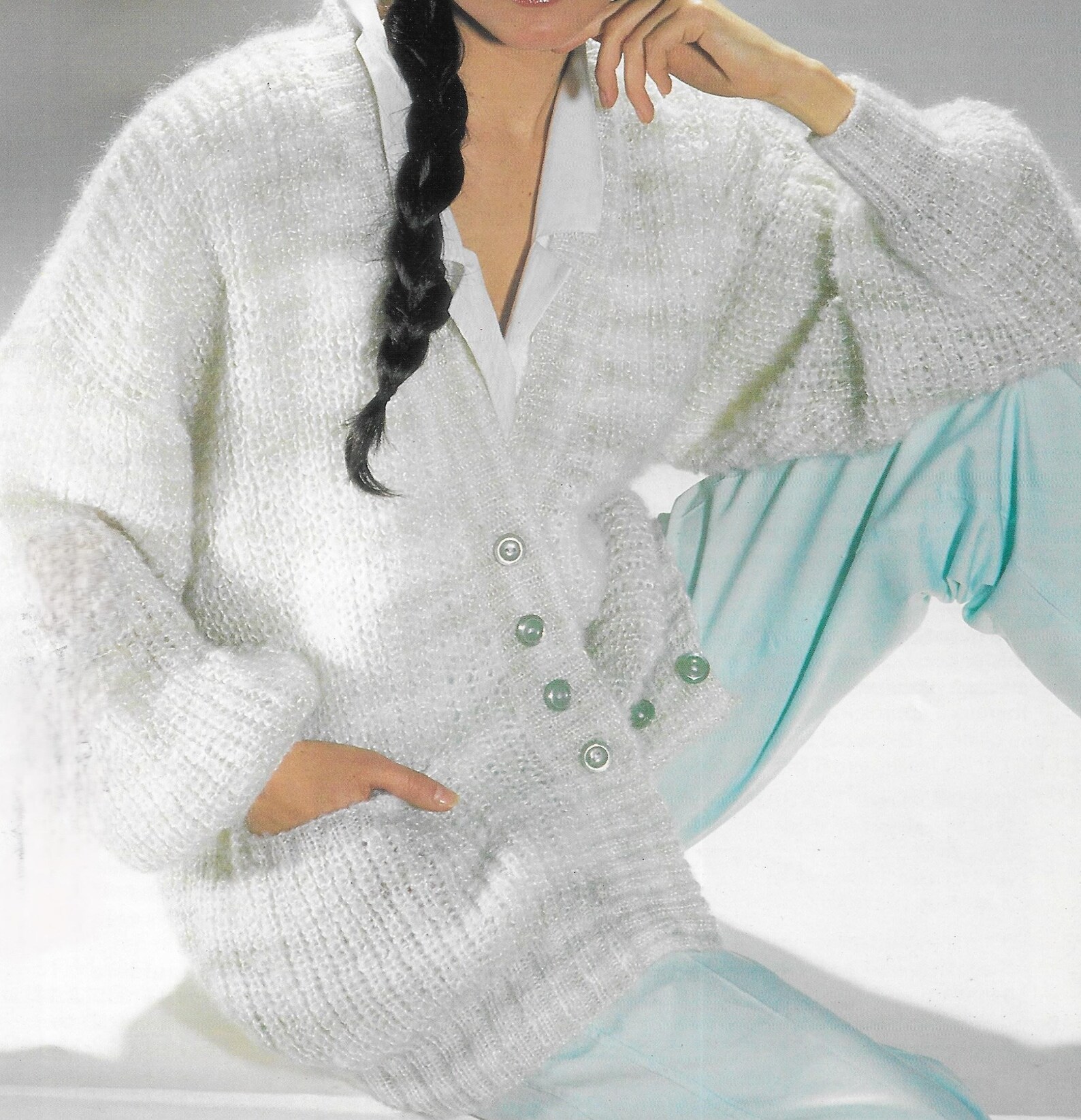 Womens Jacket Knitting Pattern, PDF, 30-40", Vintage Pattern, V Neck ...
