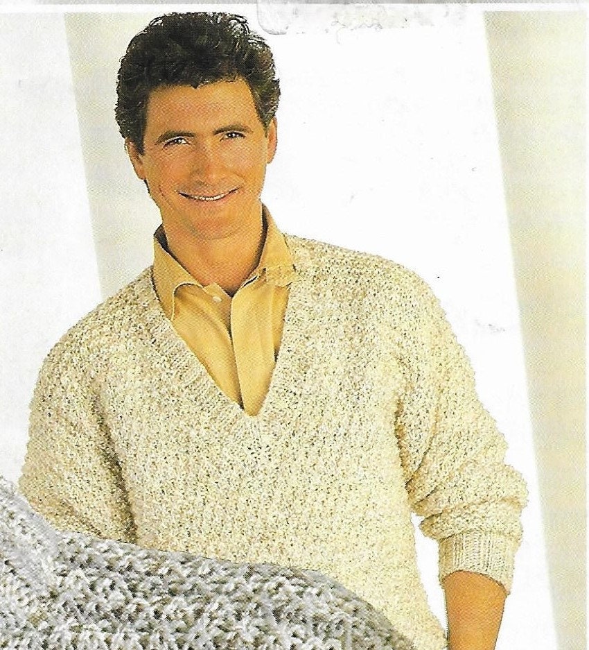 Mens Sweater Knitting Pattern, PDF, 36-46", 91-117cm, Vintage, V Neck ...