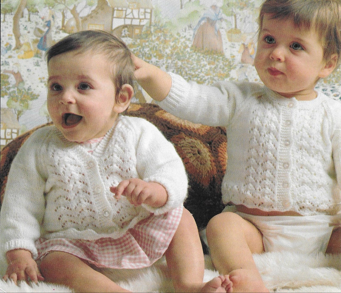 Babies Lacy Cardigans Knitting Pattern PDF • 16-20" • V Neck & Round ...