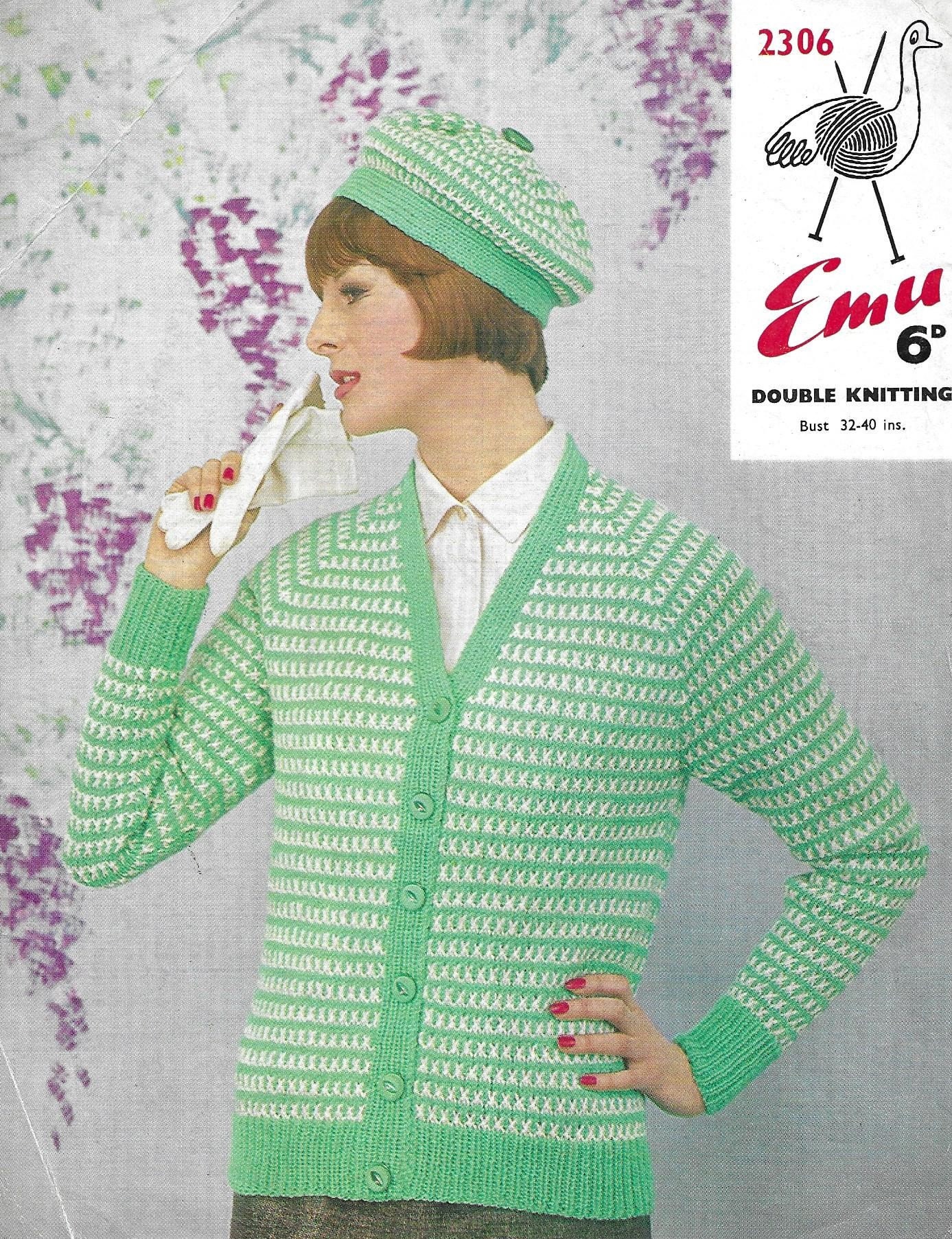 Womens Cardigan, Jacket & Hat / Knitting Pattern Vintage 1950s / Ladies ...