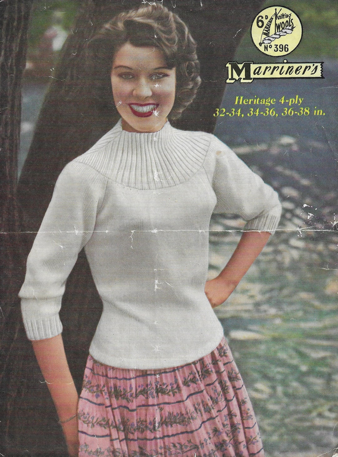Ladies Vintage Knitting Pattern • Womens Raglan Sweater With Round Yoke ...