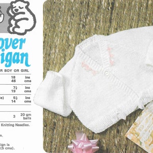 Babies Crossover Cardigan Vintage Knitting Pattern • Newborn to 3 ...