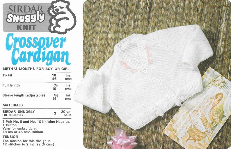 Babies Crossover Cardigan Vintage Knitting Pattern Newborn - Etsy UK