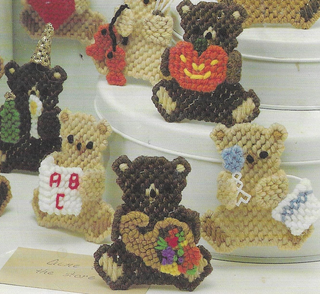 Cute Bears Plastic Canvas Vintage Pattern • 2.5" W X 3" H • Over 20 ...