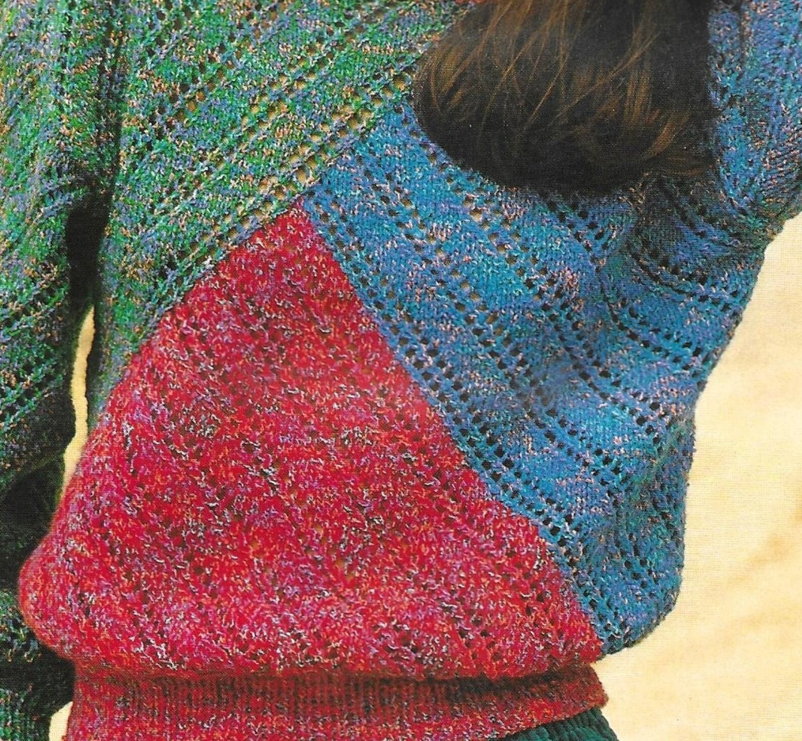 Ladies Colour Block Jumper Vintage Knitting Pattern • Womens Sweater ...