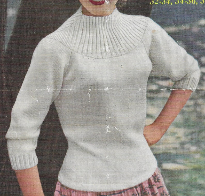 Ladies Vintage Knitting Pattern Womens Raglan Sweater With - Etsy