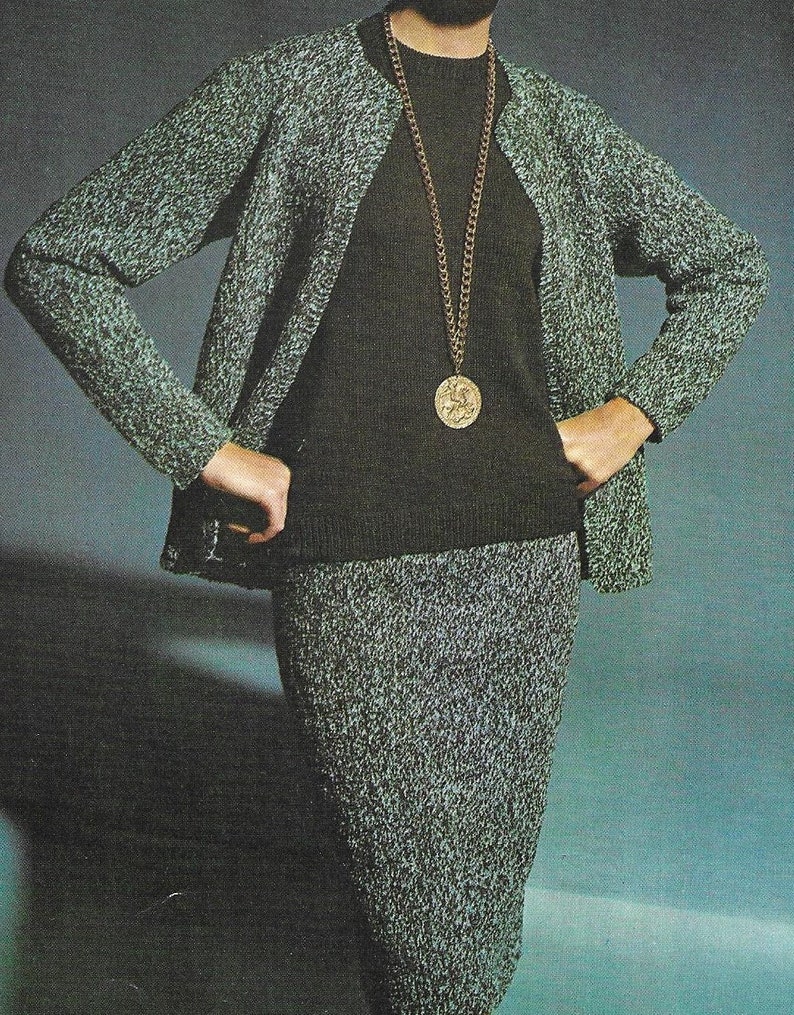Womens Knitted 3 Piece Suit • Knitting Pattern Vintage 1960s • Jacket ...