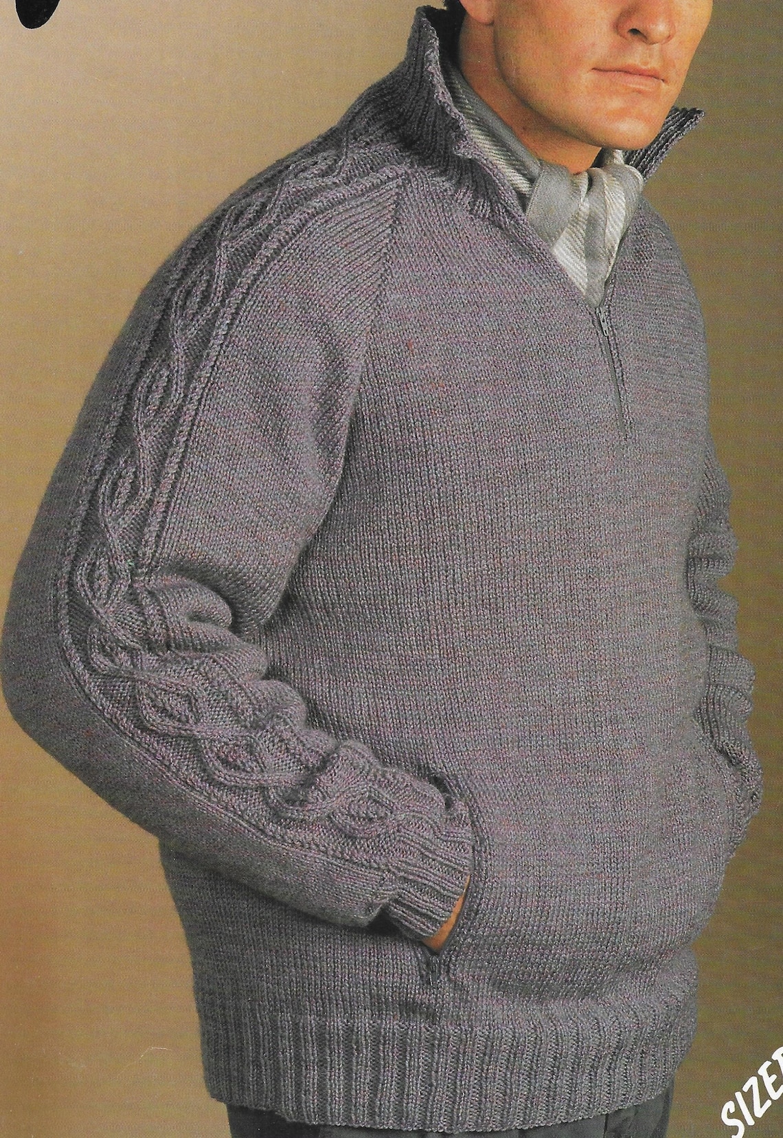 Mens Zipped Sweater Knitting Pattern, Outsize, Larger, Plus Sizes, 42 ...