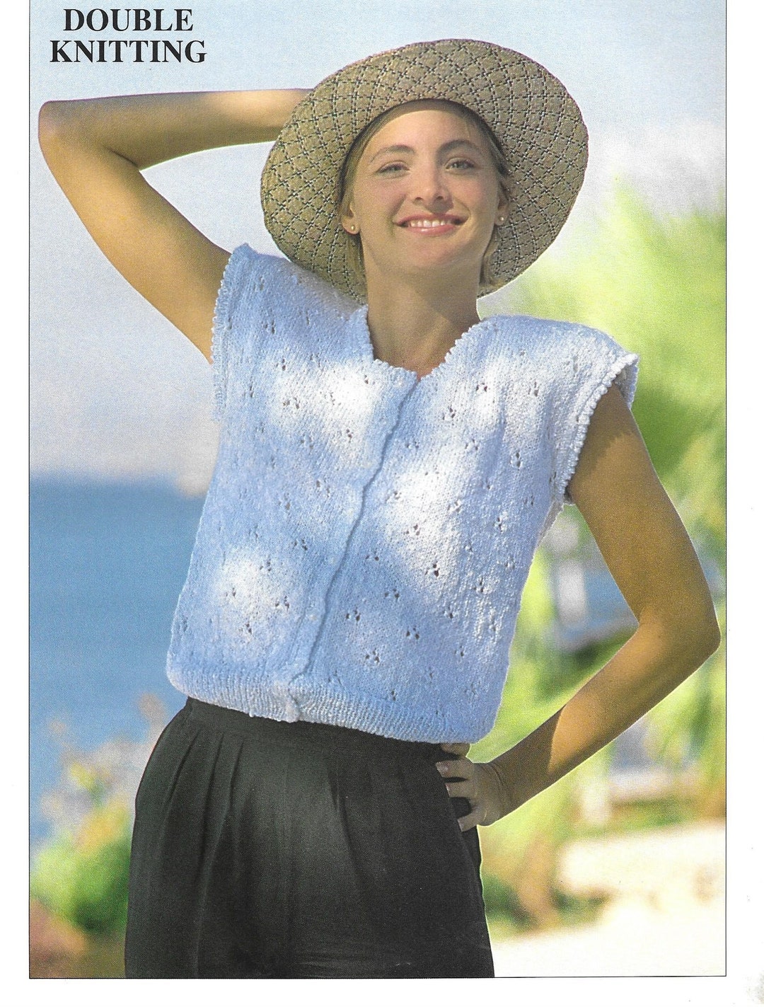 Cardigan sans manches pour femmes • Modèle de tricot des années 1990 ...