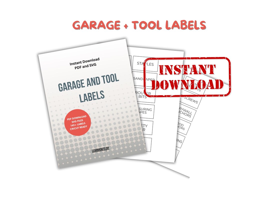 Garage & Tool Labels Printable + SVG, Workshop Organization Stickers ...