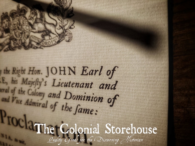 1775 Earl of Dunmore Proclamation at Williamsburg, VA - Etsy