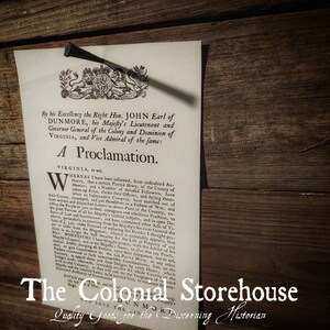 1775 Earl of Dunmore Proclamation at Williamsburg, VA - Etsy