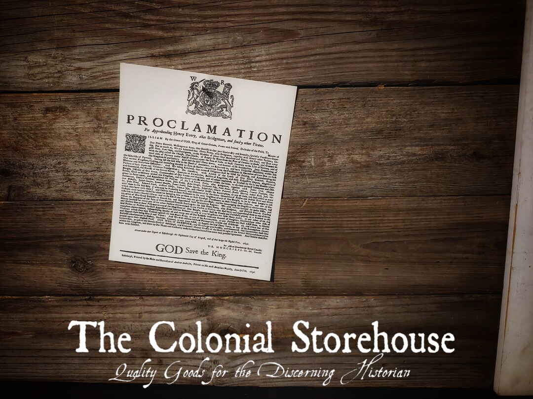 1696 Proclamation for Apprehending Henry Every and Other Pirates - Etsy