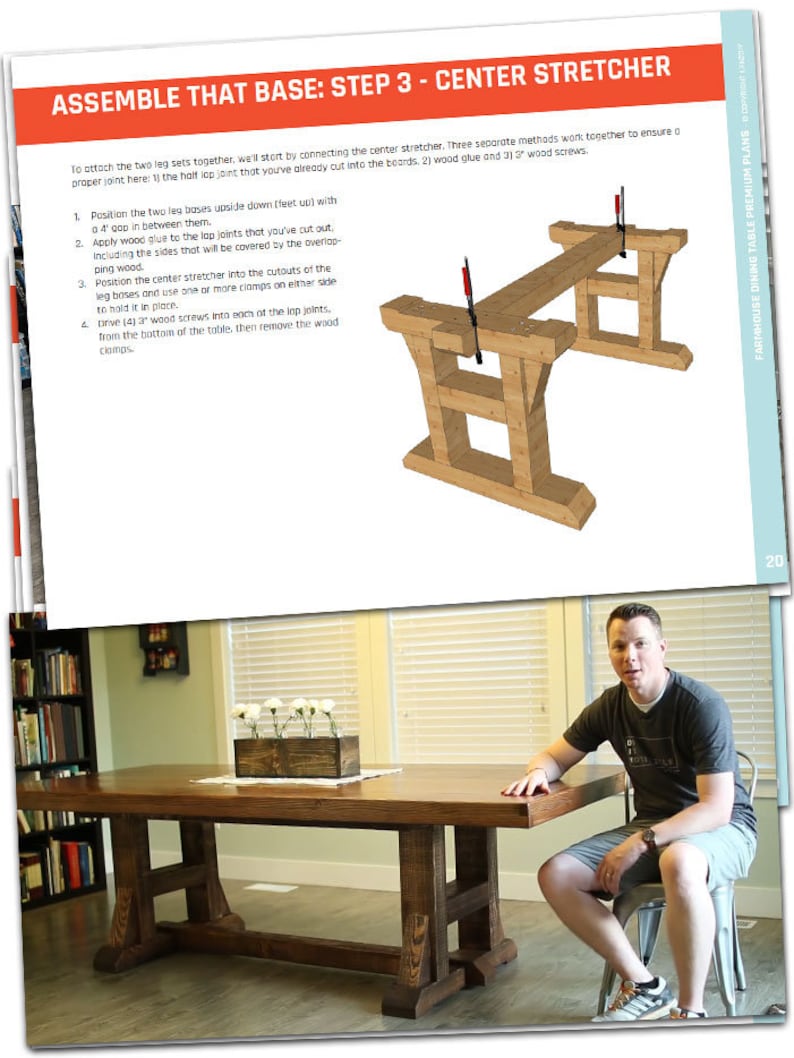 Kitchen Table Premium Plans - Farmhouse Style - 32 Pages Step by Step ...