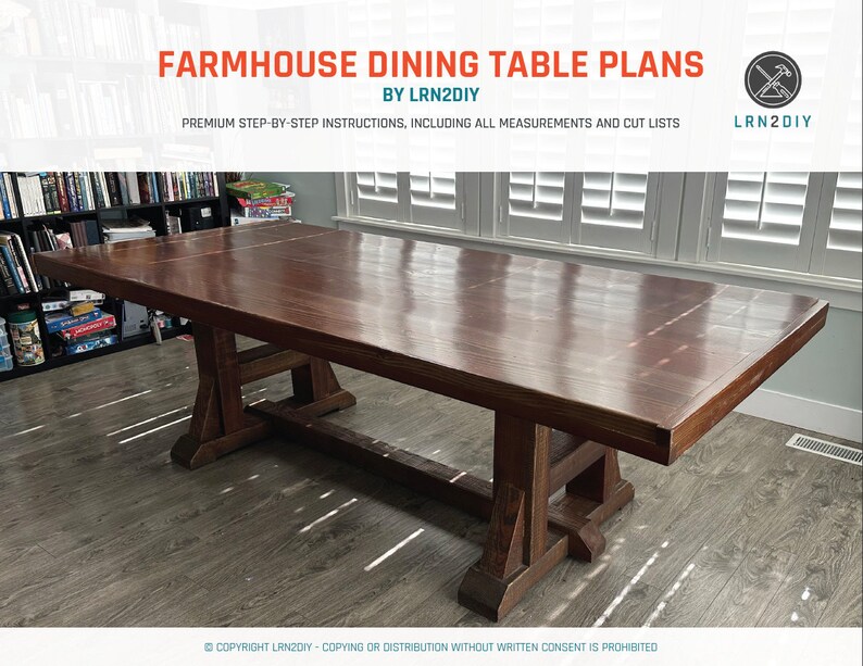 Kitchen Table Premium Plans - Farmhouse Style - 32 Pages Step by Step ...