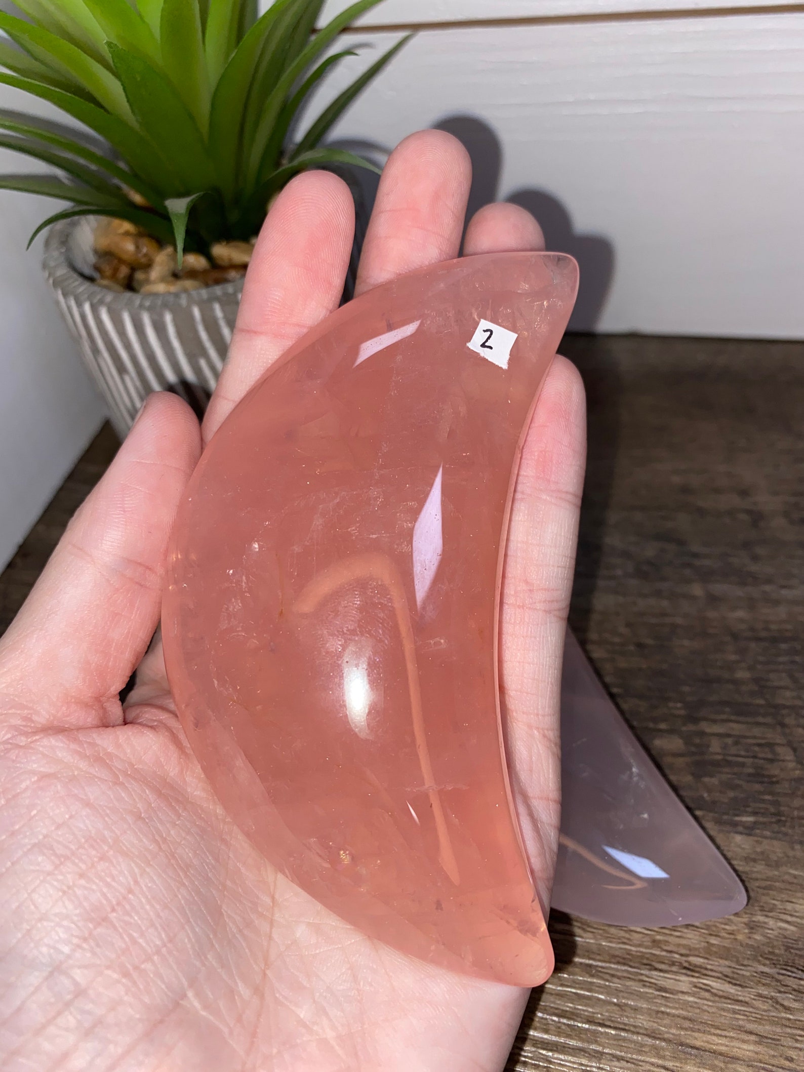 Rose Quartz Moon Crystal Gemstone Large Rainbow Witchy Hippie Alter ...