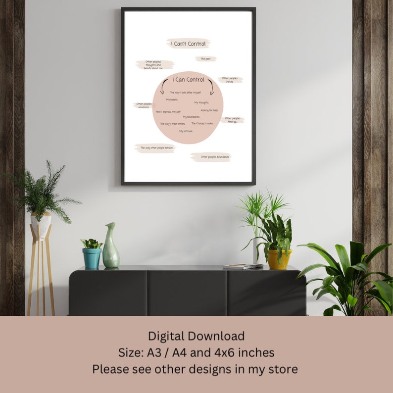 Can and Can't Control Mindset Poster for Social Work - Etsy