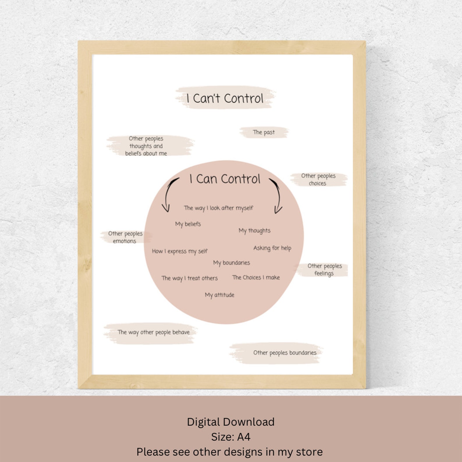 Can and Can't Control Mindset Poster for Social Work - Etsy