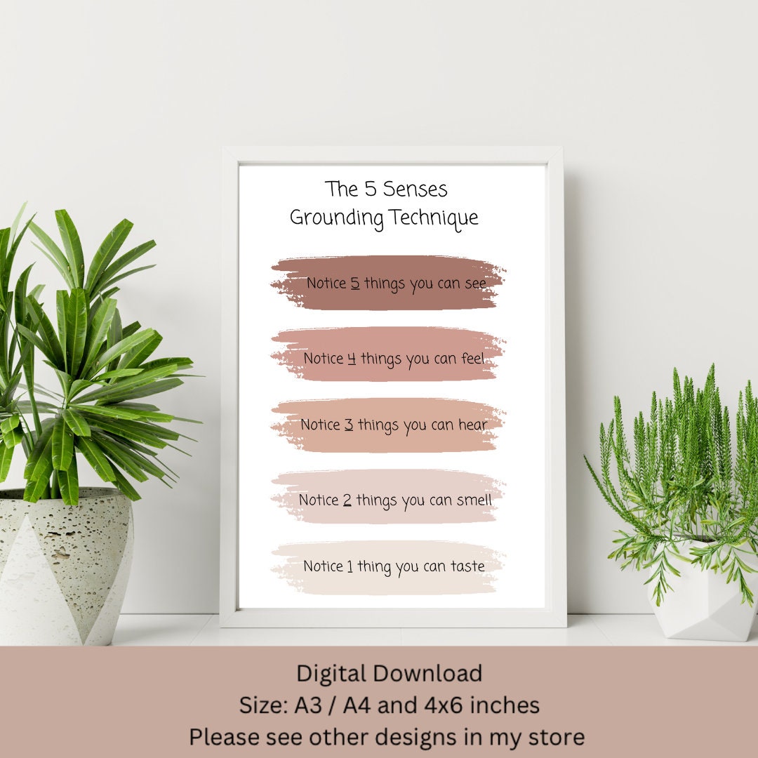 Buy 5 Senses Grounding Technique Poster for Social Work, Counselling ...