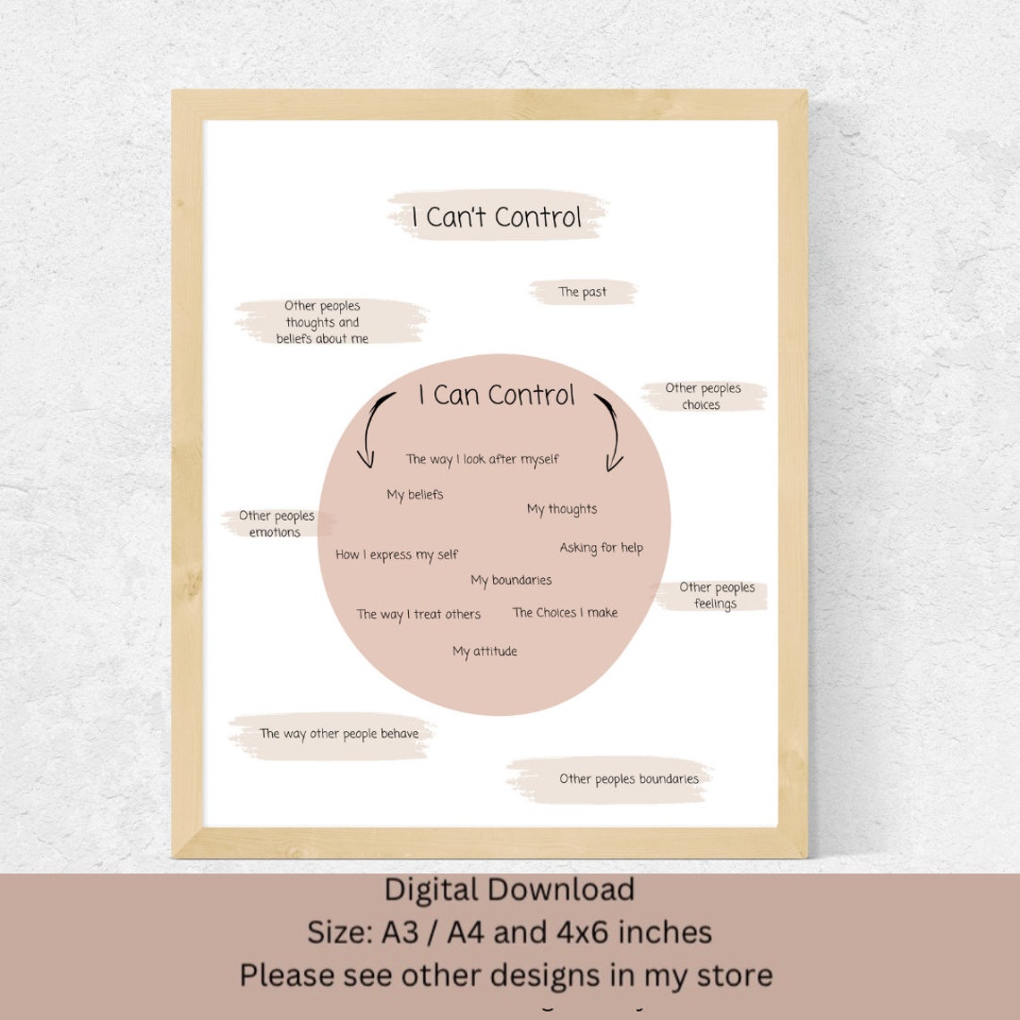 Can and Can't Control Mindset Poster for Social Work - Etsy