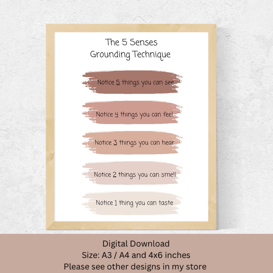 5 Senses Grounding Technique Poster for Social Work, Counselling and ...