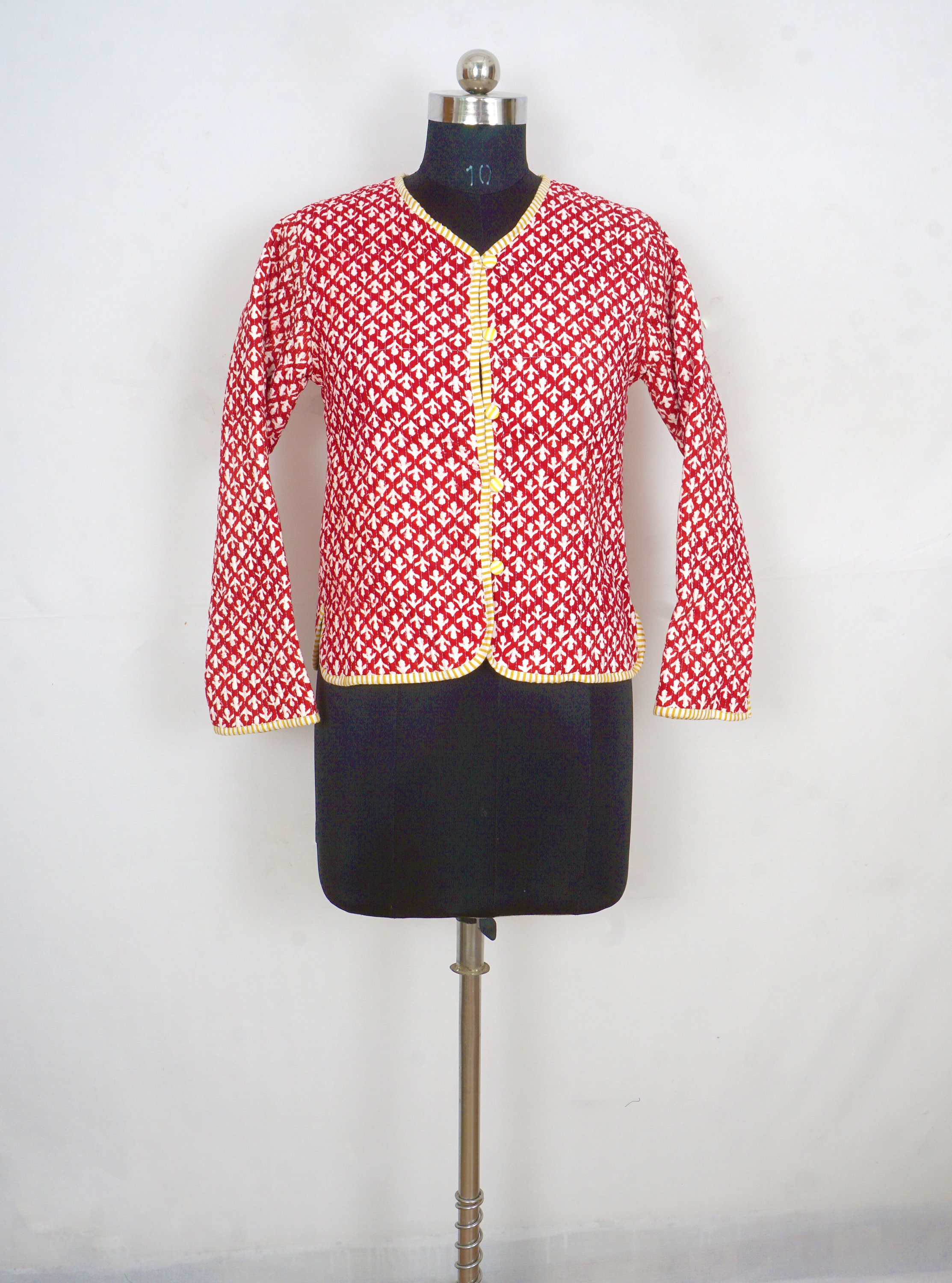 Short Quilted Jacket Floral Kimono Jacket, Organic Quilted Indian ...