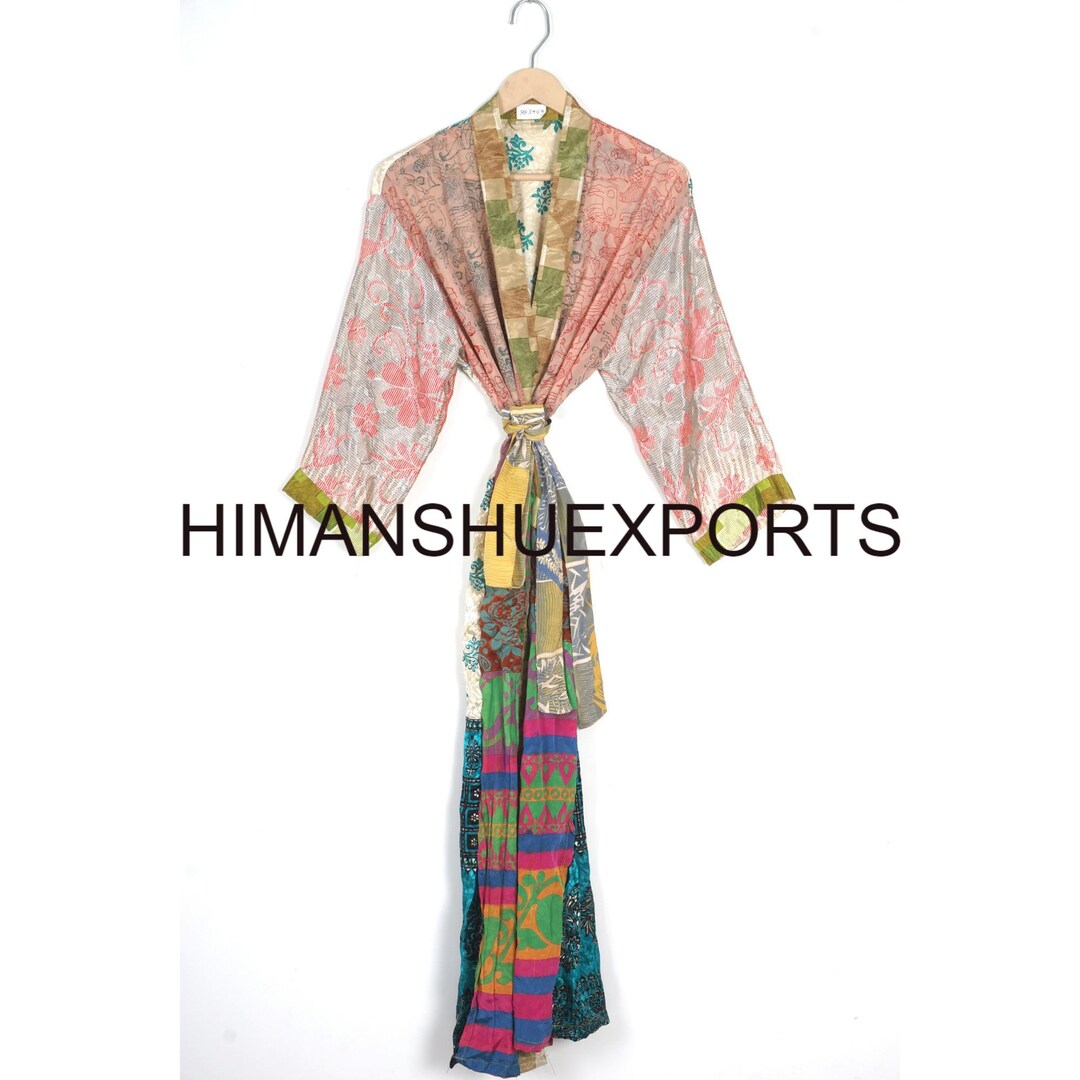 Patchwork Silk Kimono, Women's Wear Summer Dress, Bridal Silk Dressing ...