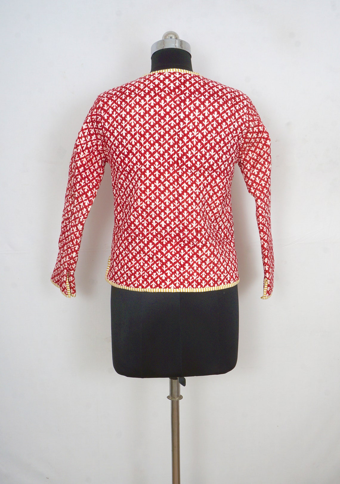 Short Quilted Jacket Floral Kimono Jacket, Organic Quilted Indian ...