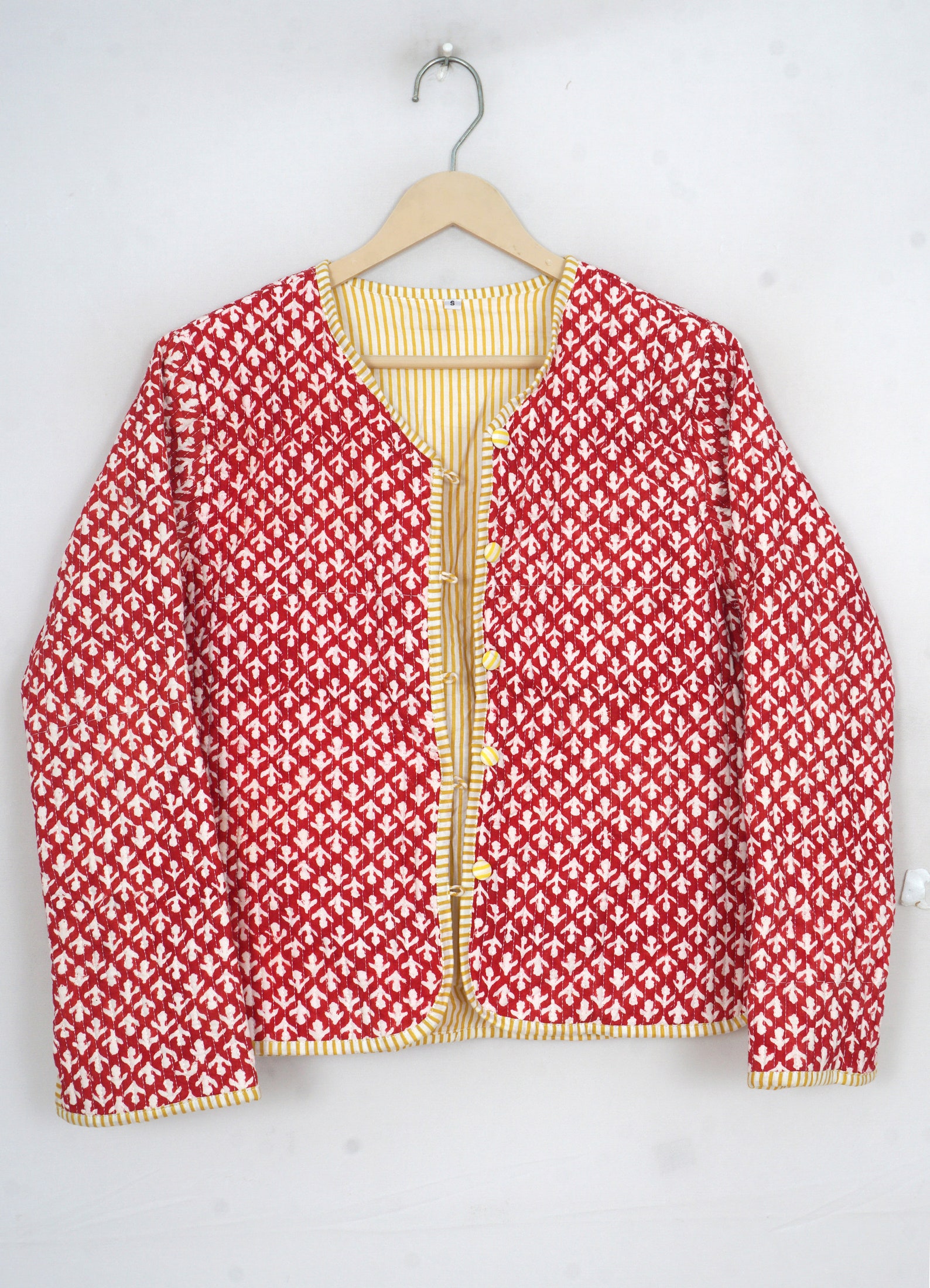 Short Quilted Jacket Floral Kimono Jacket, Organic Quilted Indian ...