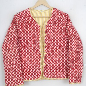 Short Quilted Jacket Floral Kimono Jacket, Organic Quilted Indian ...