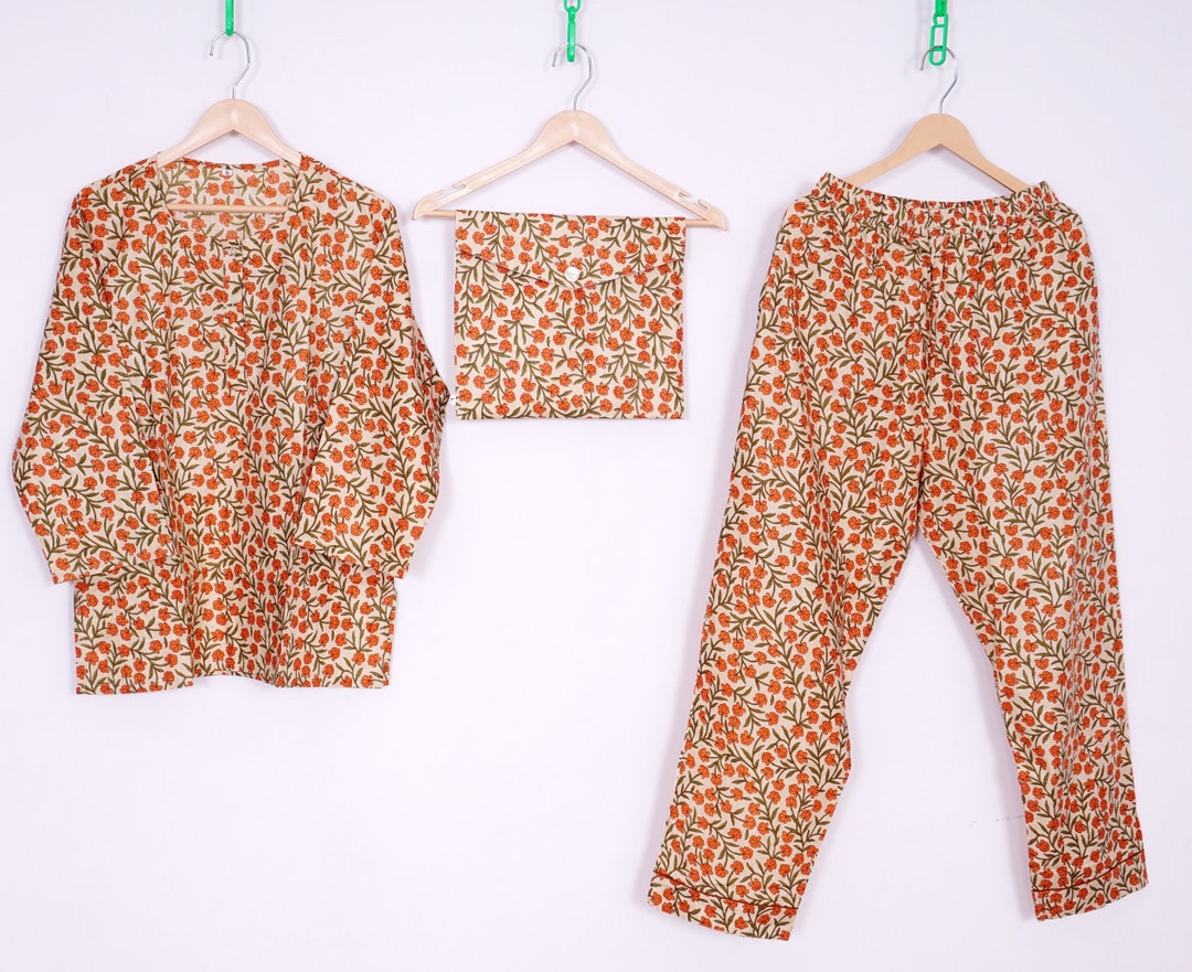 100% Indian Soft Cotton Night Suit PJ Sets, Women's Clothings, Intimate ...