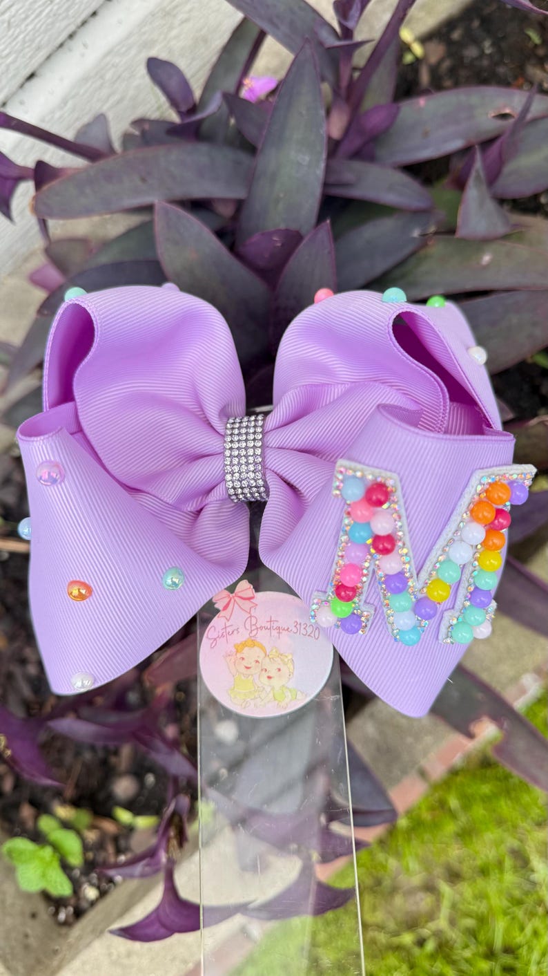 Lila Color Boutique Bow With the Letter M, 4.5” Bow - Etsy