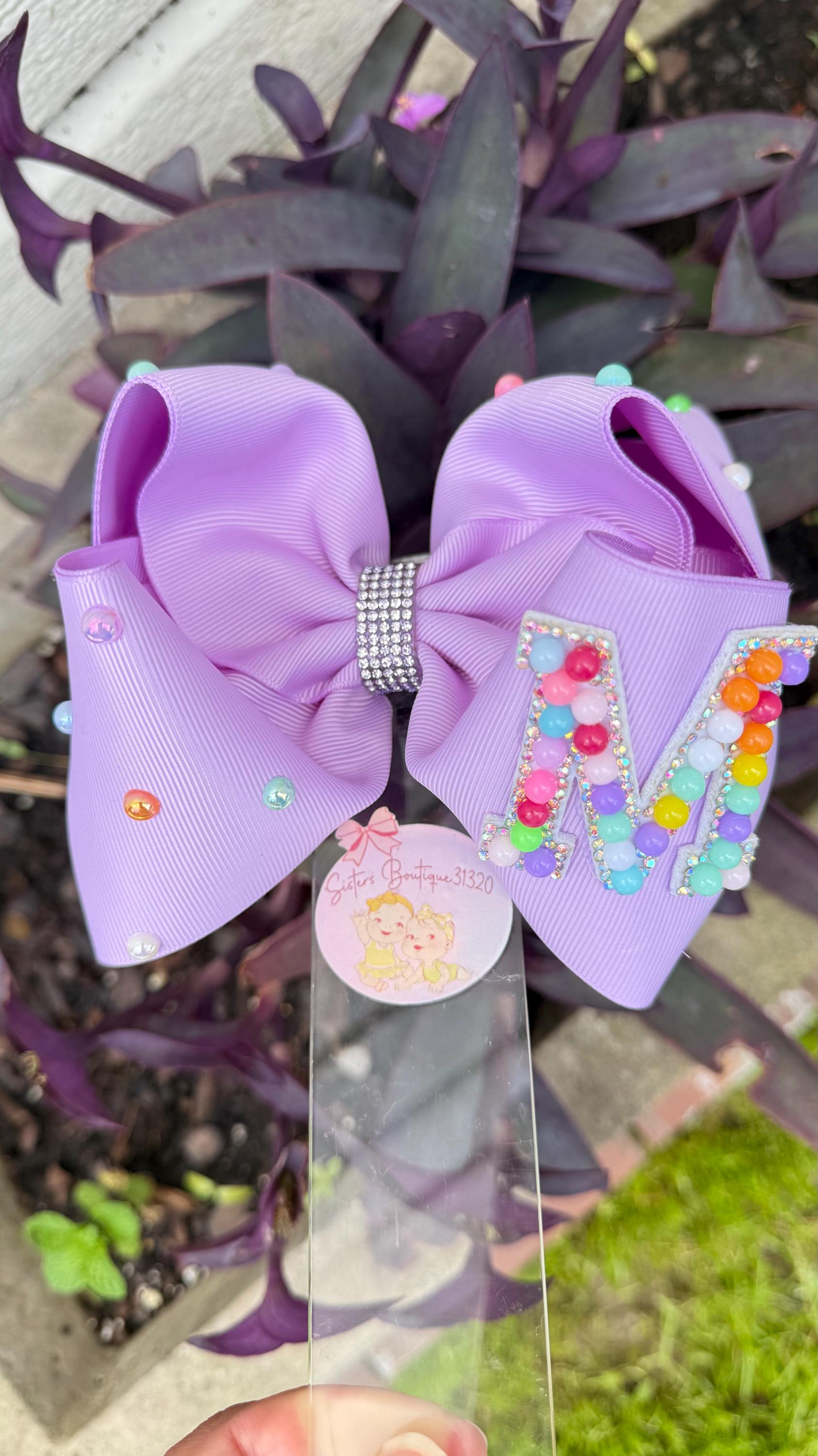 Lila Color Boutique Bow With the Letter M, 4.5” Bow - Etsy