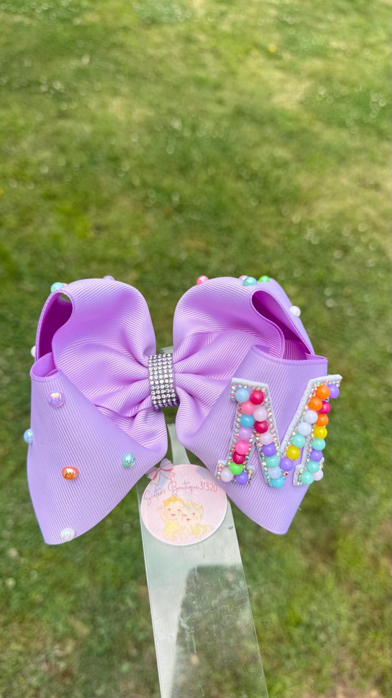 Lila Color Boutique Bow With the Letter M, 4.5” Bow - Etsy