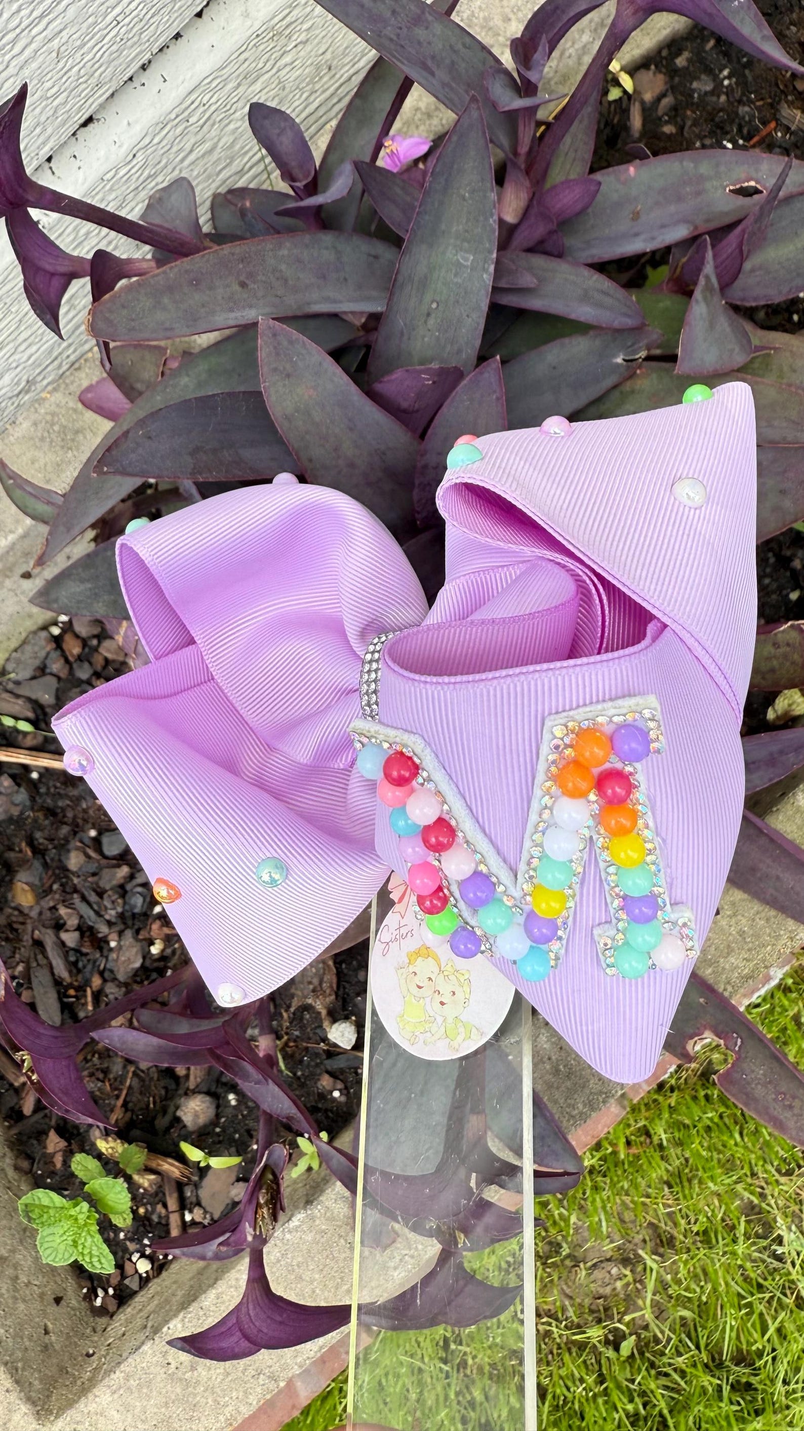 Lila Color Boutique Bow With the Letter M, 4.5” Bow - Etsy
