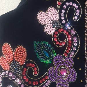 Flower Waistcoat / Beaded Work / Black Velvet Vest/ Mom's Gift - Etsy