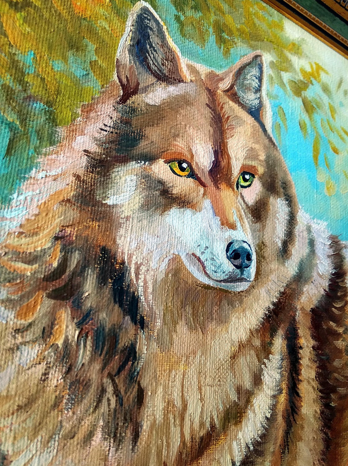 Wild Wolves Oil Painting Wall Art Animals Painting on Canvas Wolves ...