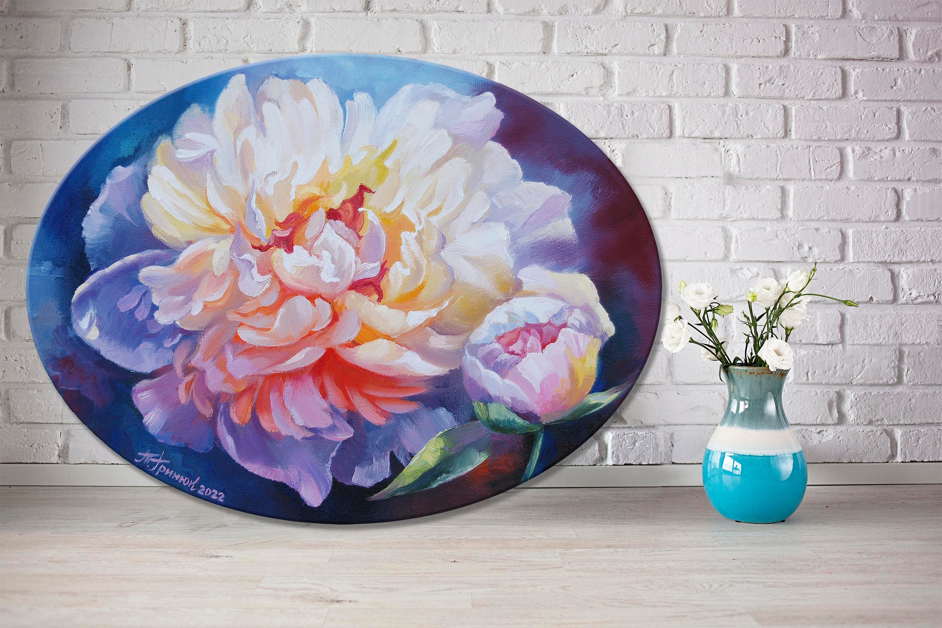 White Peony Peonies Oil Painting Peony Wall Art Painting on - Etsy