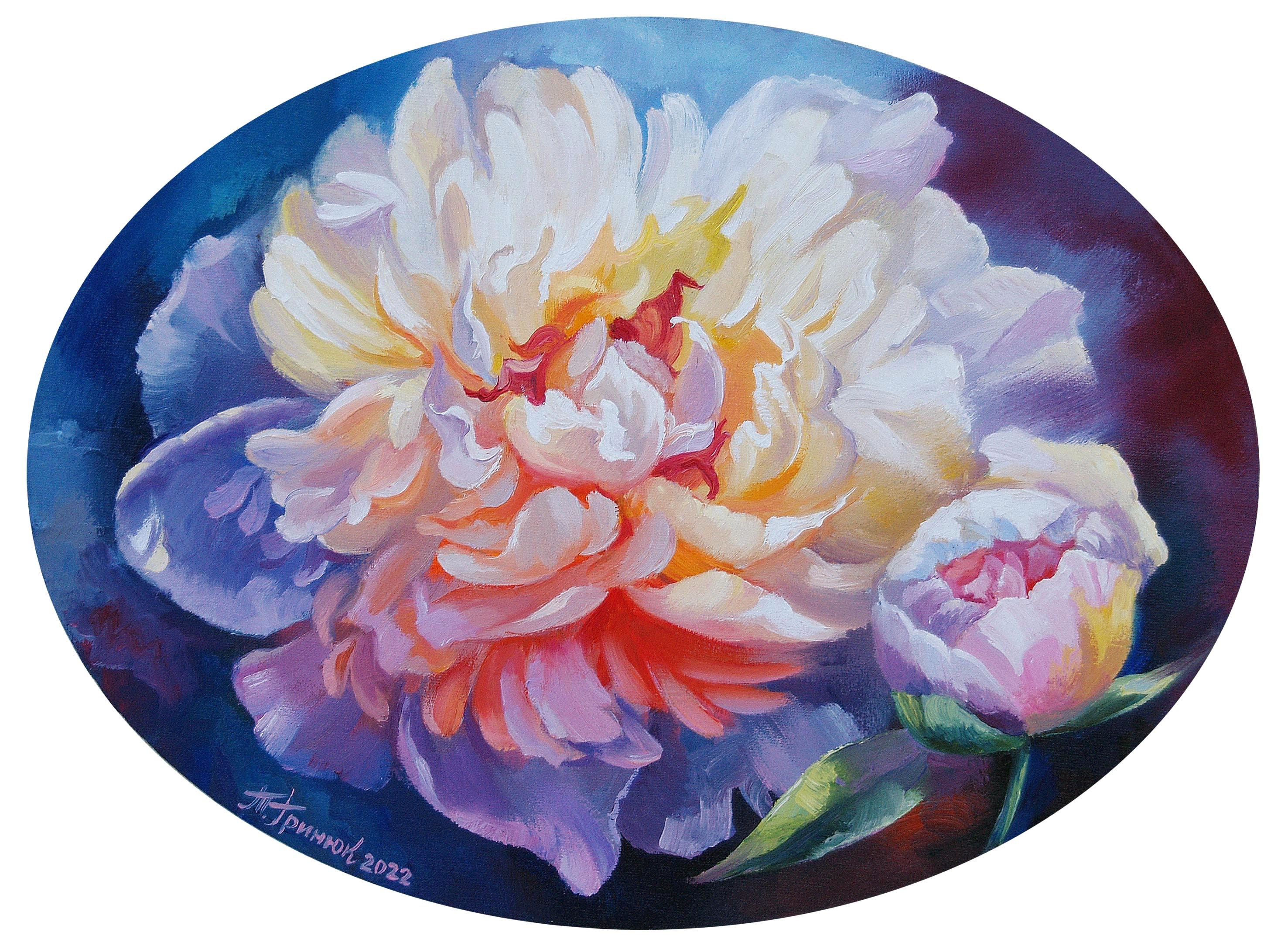 White Peony Peonies Oil Painting Peony Wall Art Painting on - Etsy