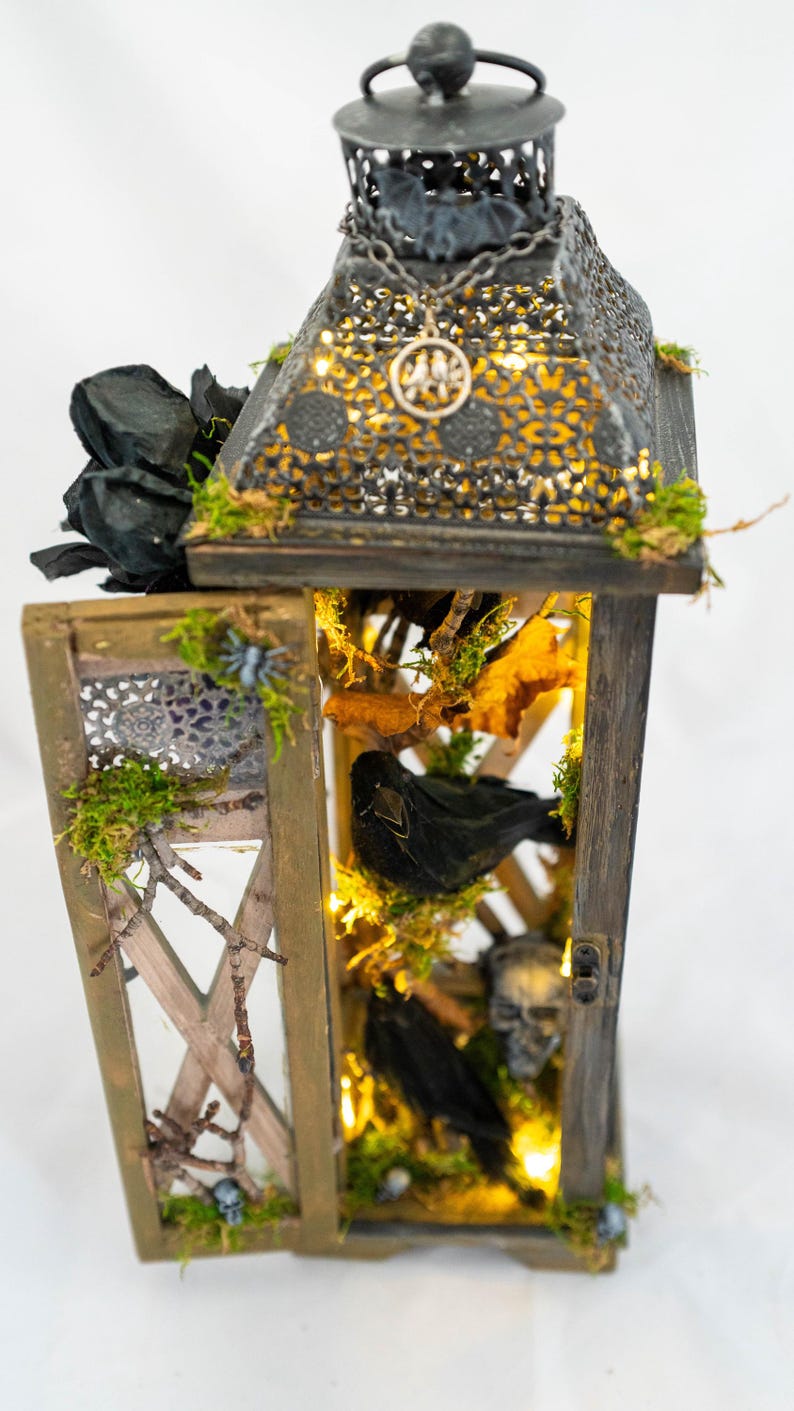 Creepy Lantern With Crows and Lights - Etsy