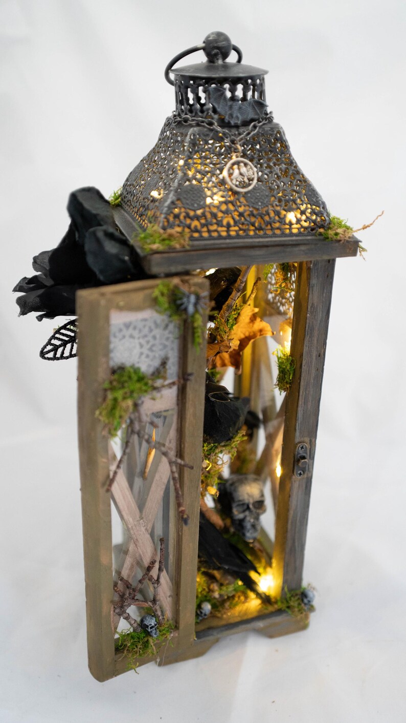 Creepy Lantern With Crows and Lights - Etsy