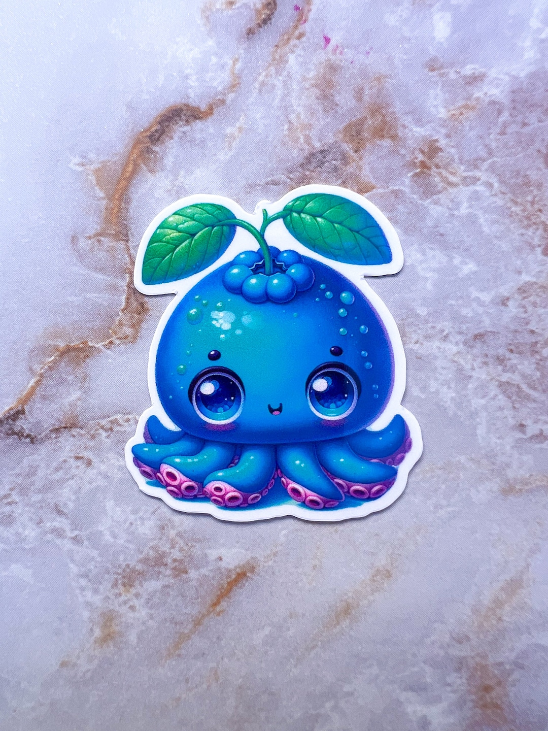 Kawaii Blueberry Octopus Vinyl Waterproof Sticker Die-cut - Etsy
